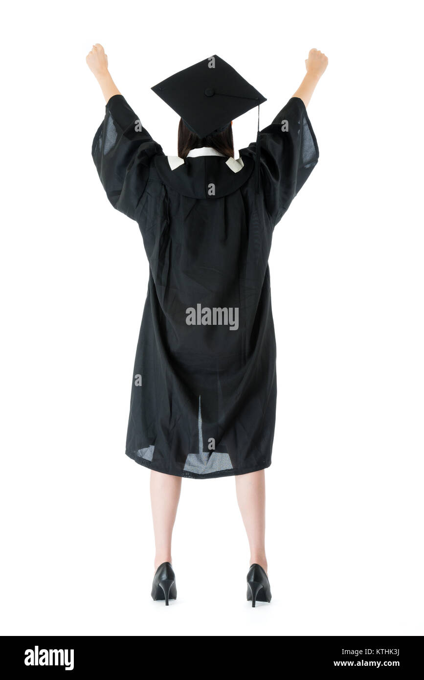 young beautiful college student girl wearing graduation clothing ...