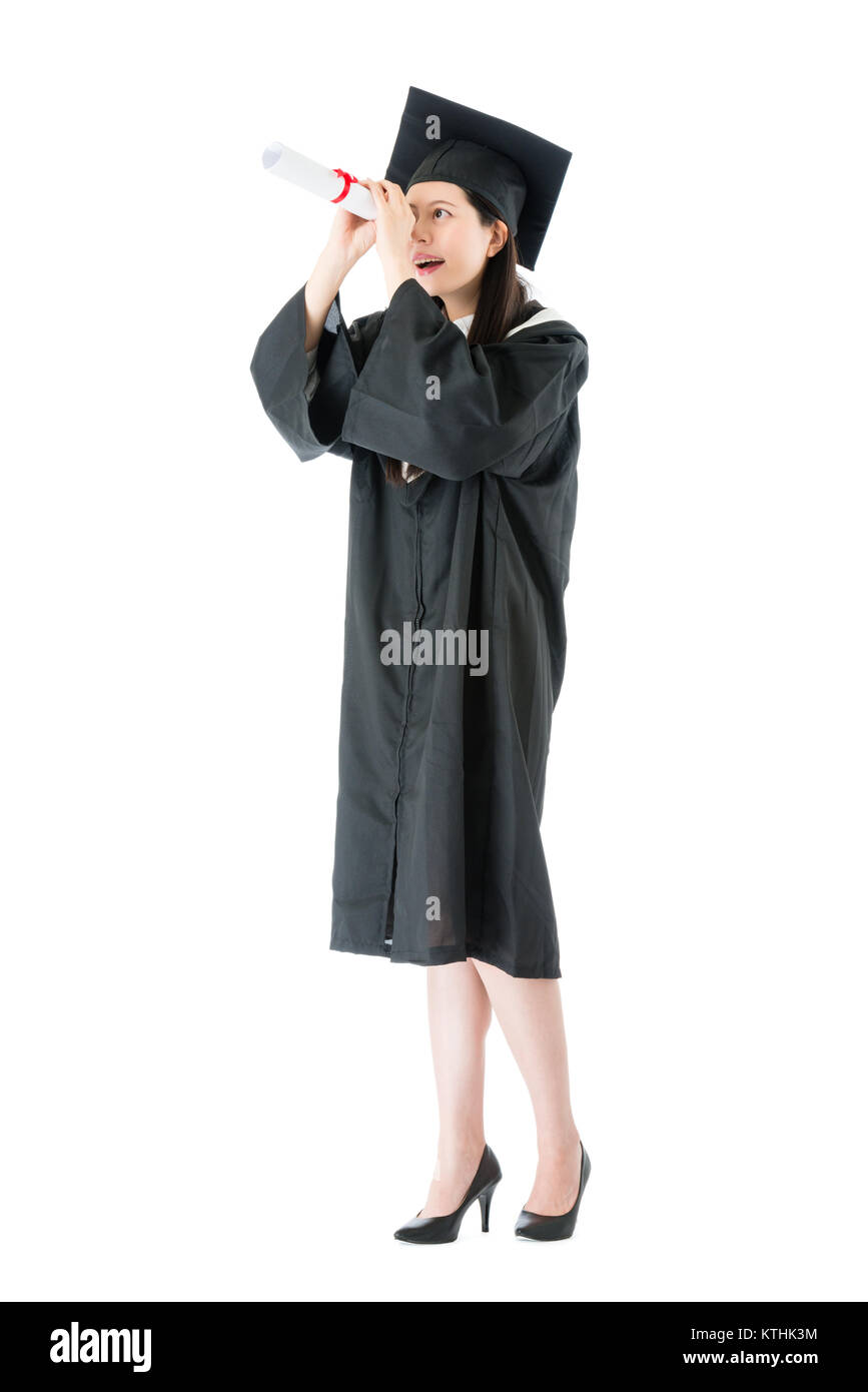 happy beauty girl student finished college studying successful getting ...