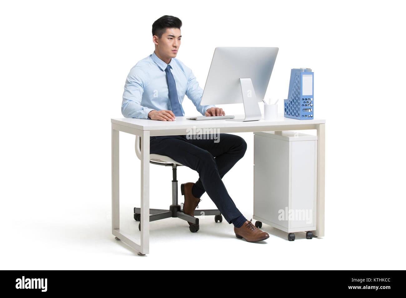 Office Computer Monitor Serious Cut Out Stock Images & Pictures - Alamy