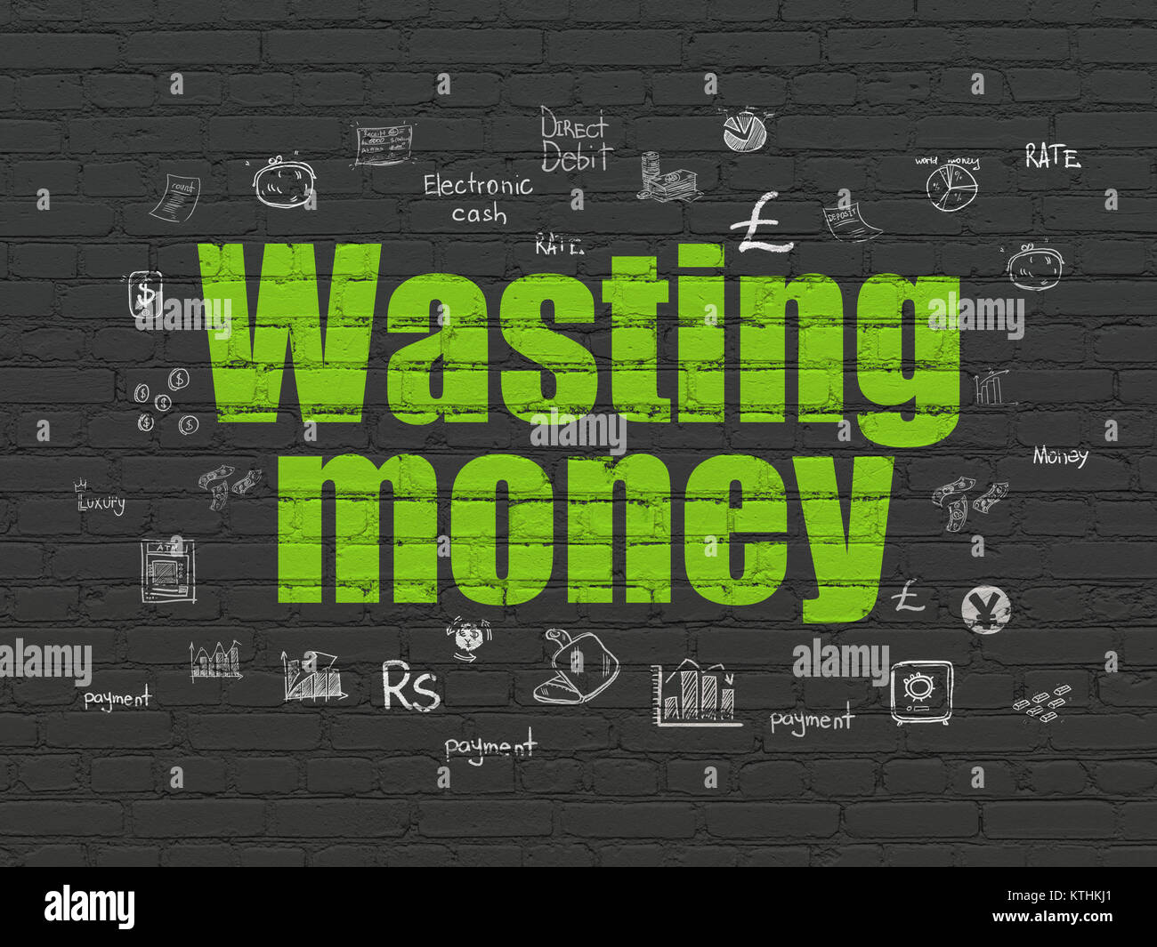 Banking concept: Wasting Money on wall background Stock Photo - Alamy