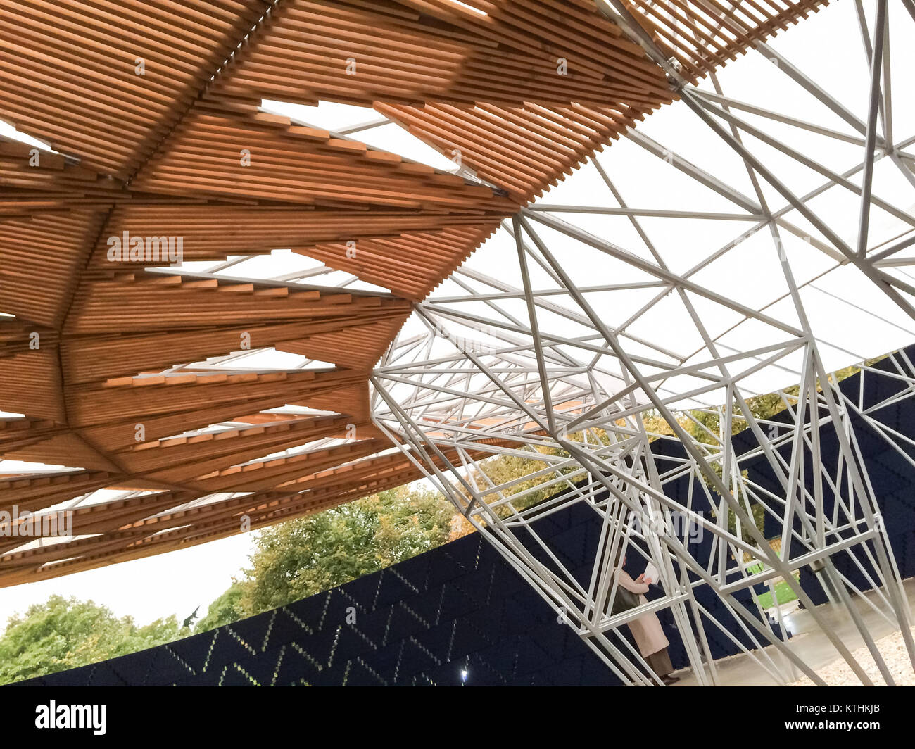 Serpentine Pavilion 2017, designed by Francis Kéré. On the day of Storm Ophelia Stock Photo - Alamy
