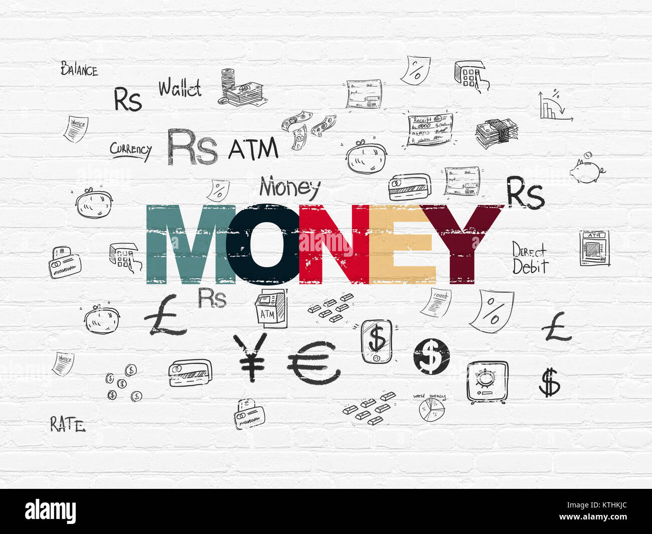 Money concept: Money on wall background Stock Photo - Alamy
