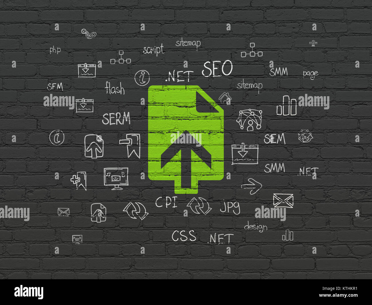 Web development concept: Upload on wall background Stock Photo - Alamy