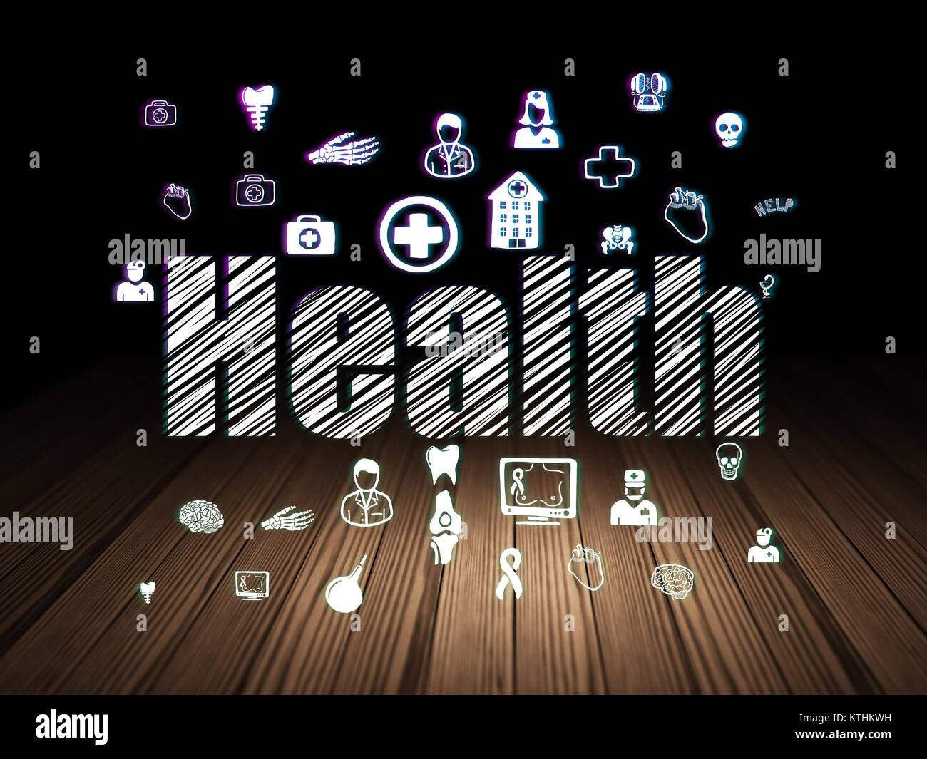 Health concept: Health in grunge dark room Stock Photo - Alamy