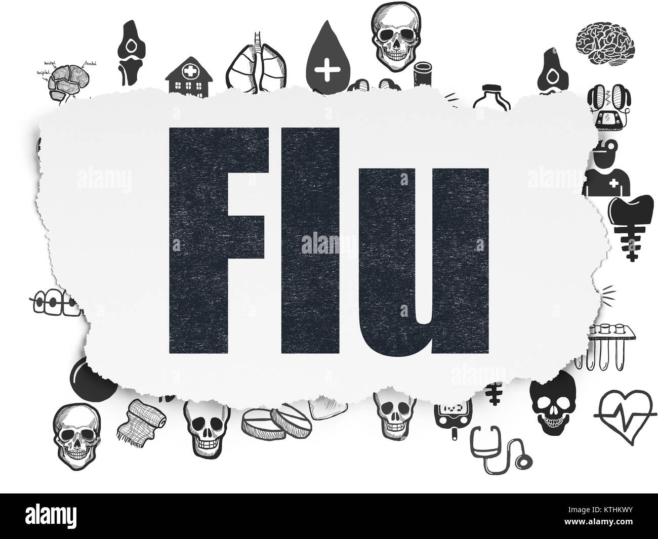 Medicine concept: Flu on Torn Paper background Stock Photo - Alamy