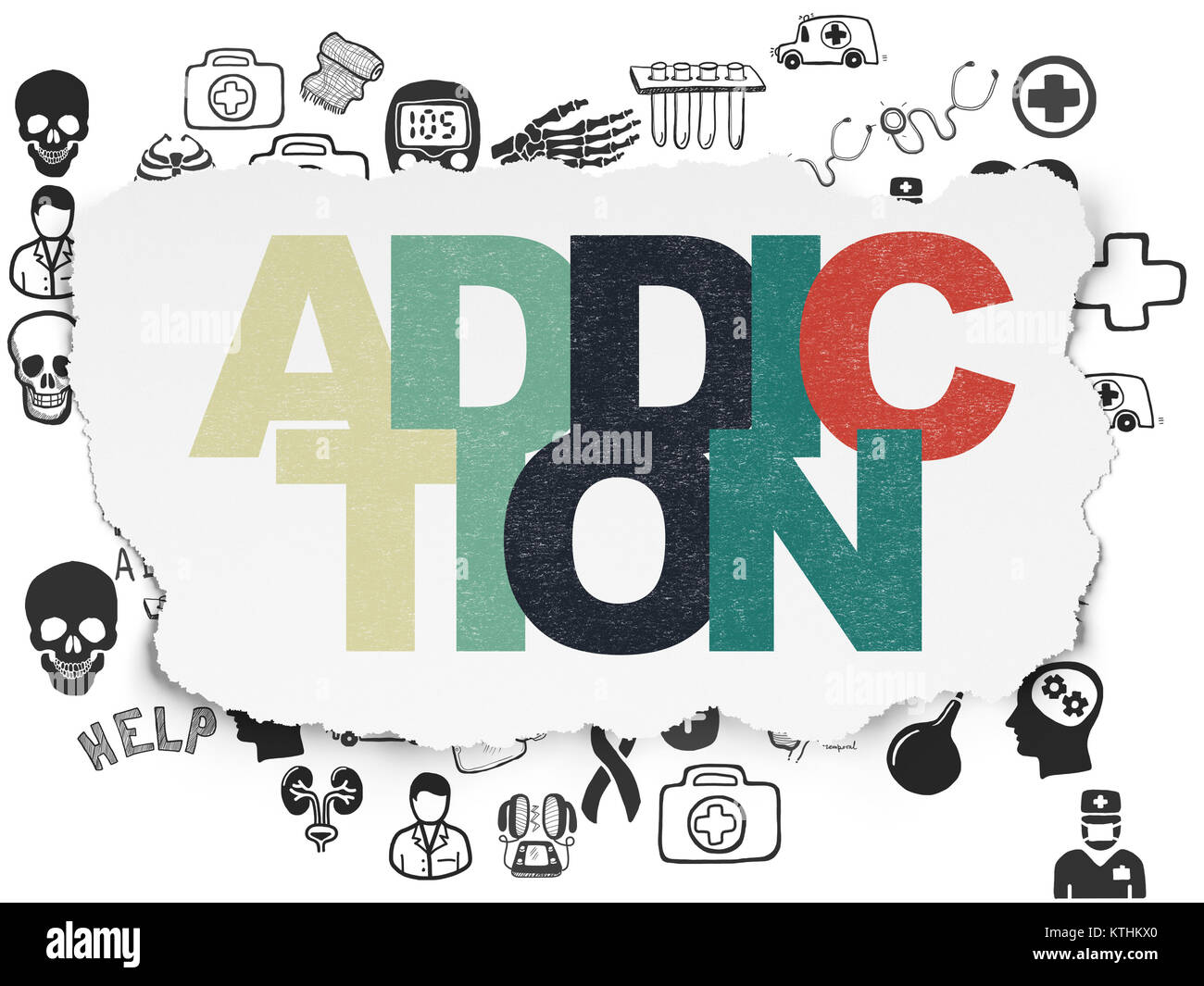 Healthcare concept: Addiction on Torn Paper background Stock Photo - Alamy