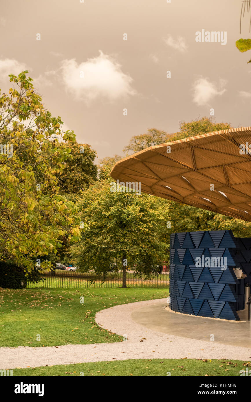 Serpentine Pavilion 2017, designed by Francis Kéré. On the day of Storm Ophelia Stock Photo - Alamy