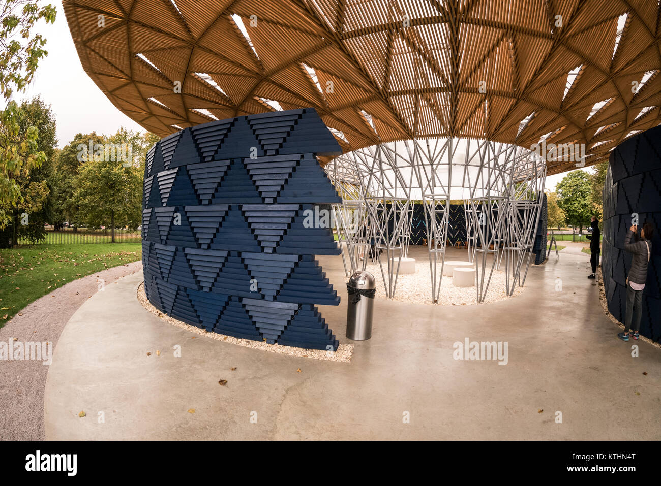 Serpentine Pavilion 2017, designed by Francis Kéré. On the day of Storm Ophelia Stock Photo - Alamy