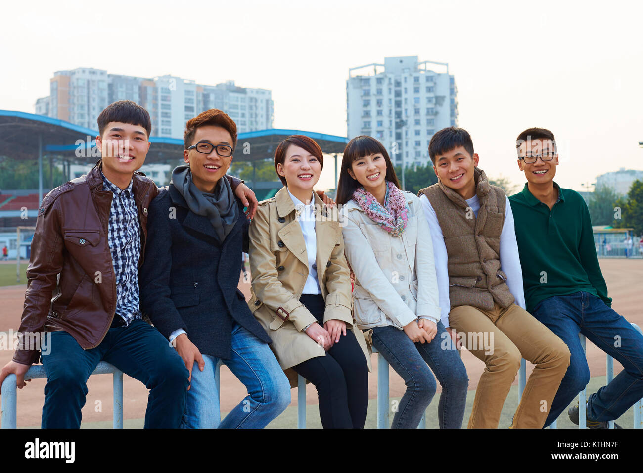 Group of Happy Chinese College Students in Campus Stock Photo - Alamy