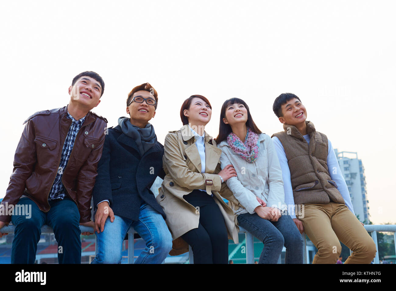 Group of Happy Chinese College Students in Campus Stock Photo - Alamy