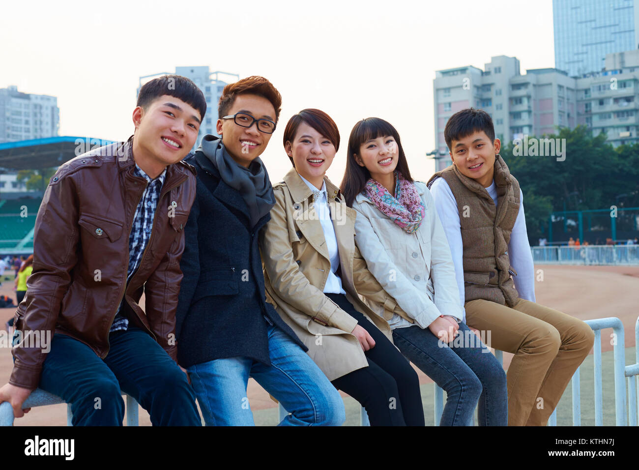 Group of Happy Chinese College Students in Campus Stock Photo - Alamy