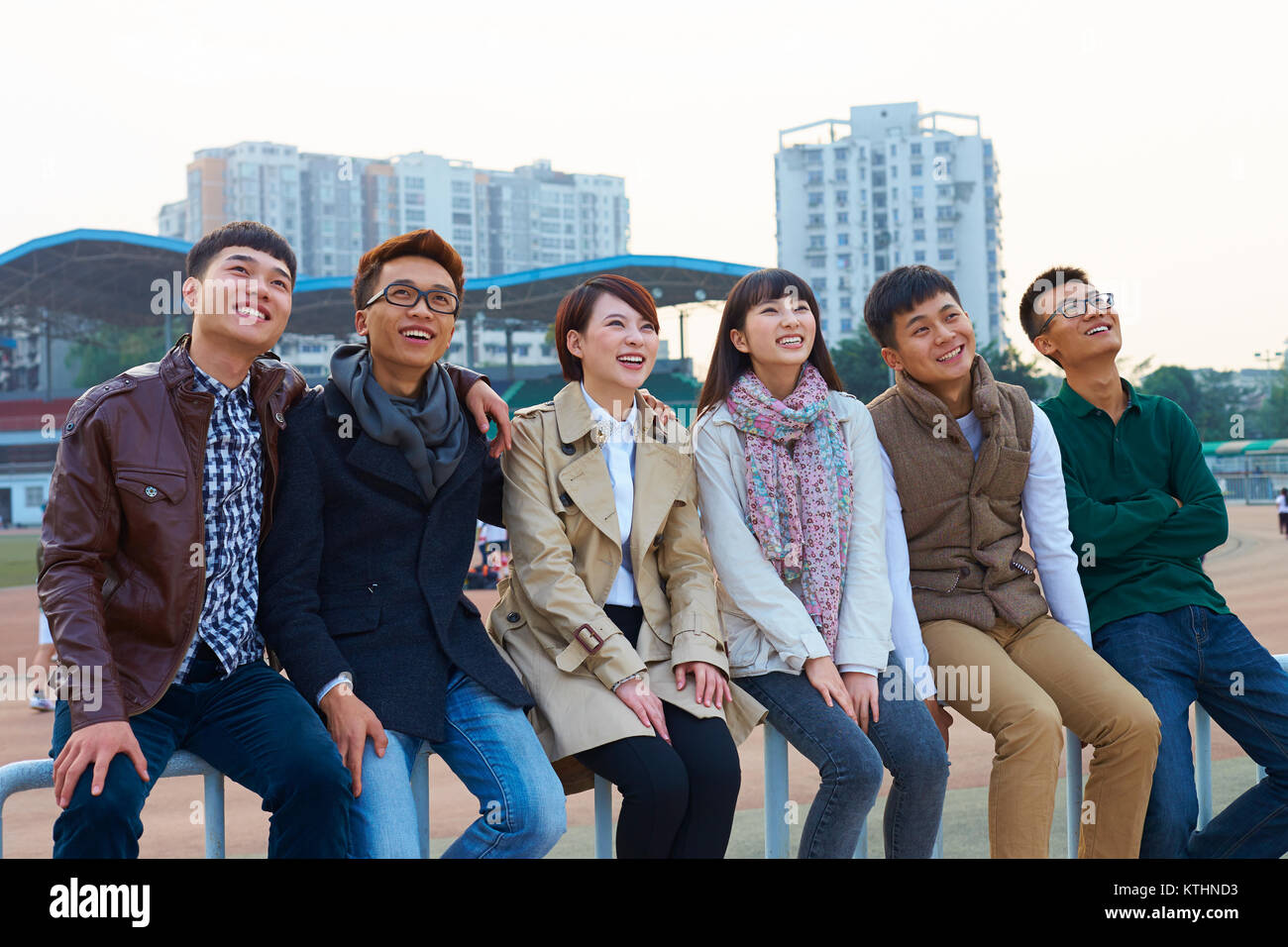 Group of Happy Chinese College Students in Campus Stock Photo - Alamy