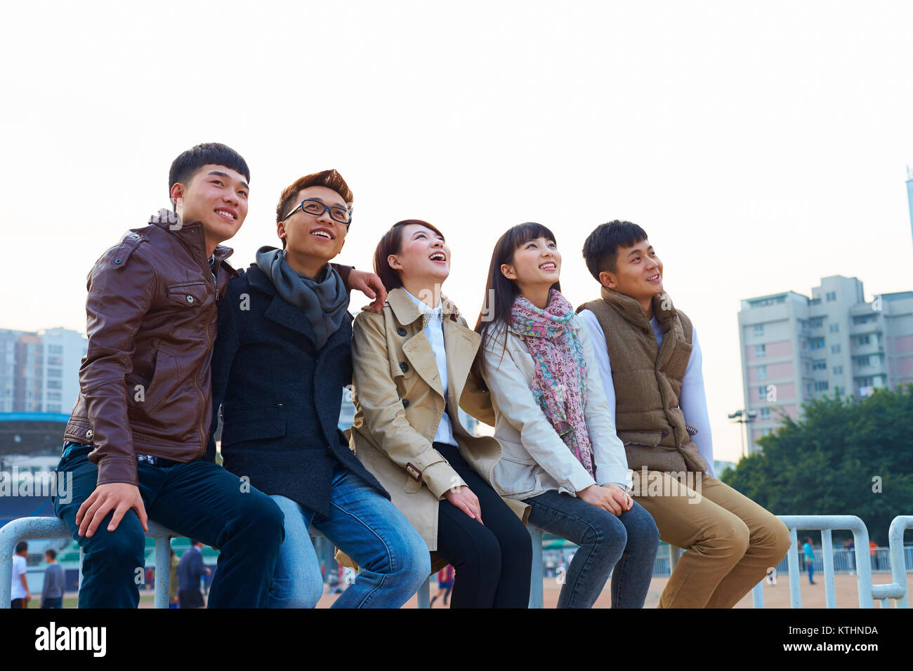 Group of Happy Chinese College Students in Campus Stock Photo - Alamy