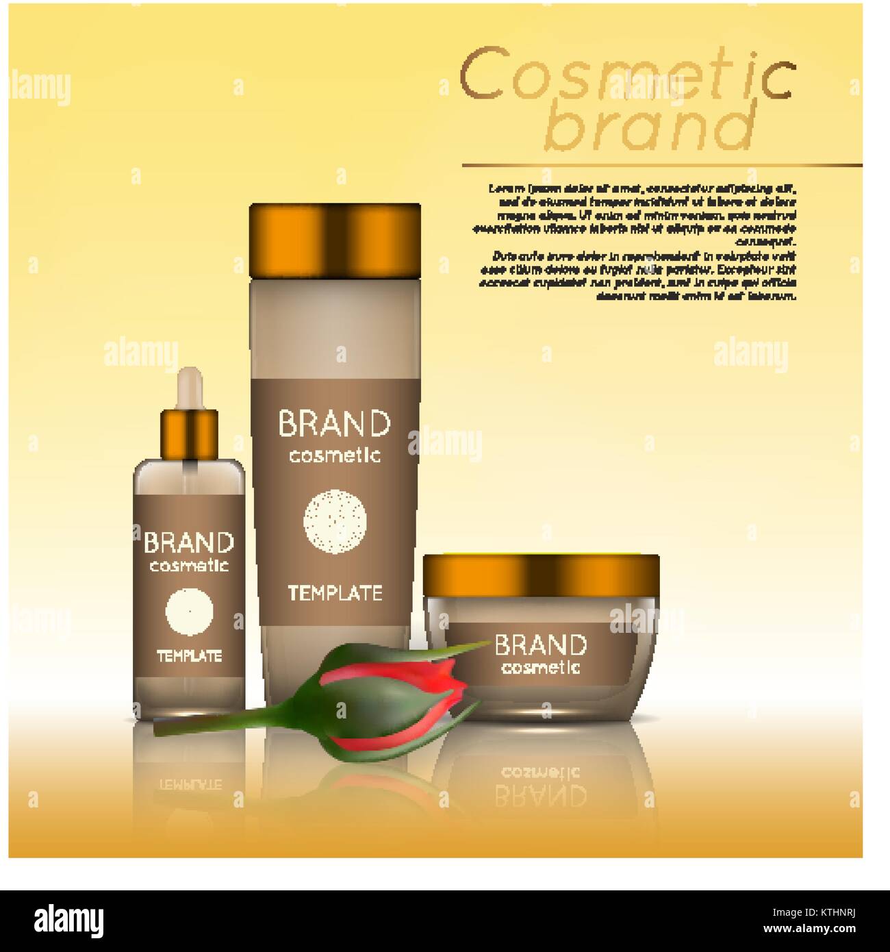 Vector 3D cosmetic illustration with rose and bokeh background. Beauty ...