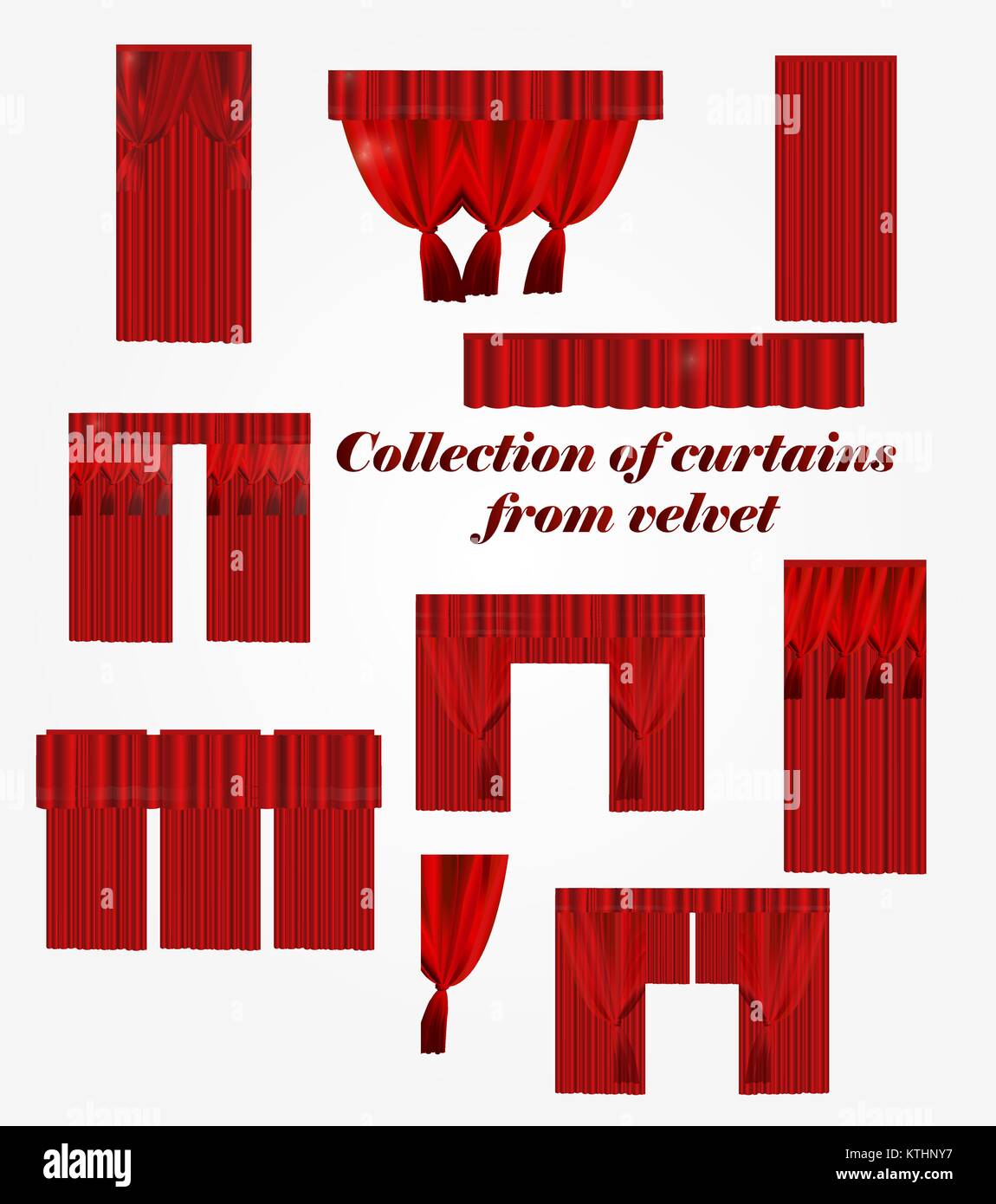 Collection of curtains from velvet. Vector illustration Stock Vector ...