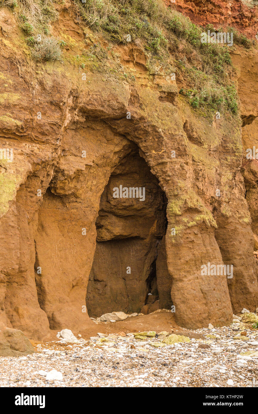 A mysterious looking sea cave, caused by erosion in the cliffs at Old ...