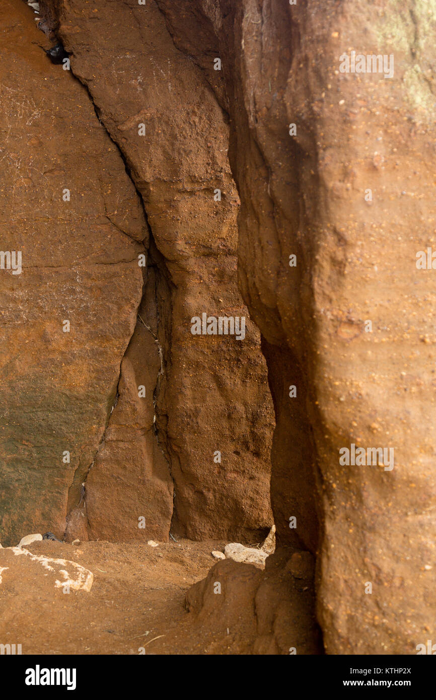 A mysterious looking sea cave, caused by erosion in the cliffs at Old ...