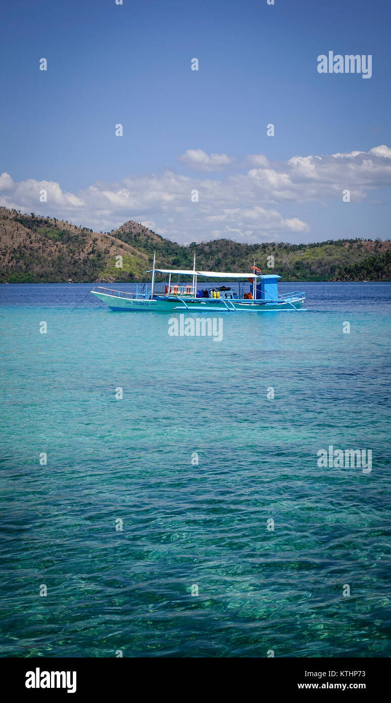 Palawan, Philippines - Apr 11, 2017. A wooden boat on the sea in ...