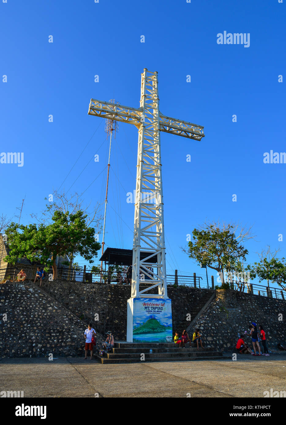Palawan, Philippines - Apr 11, 2017. The Cross on the top of mount ...