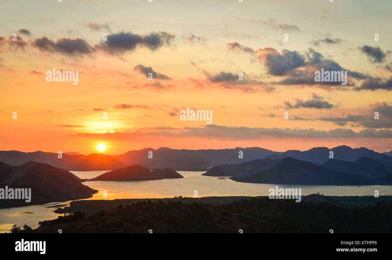 Sunset on the sea in Coron Island, Philippines. Coron is the third ...