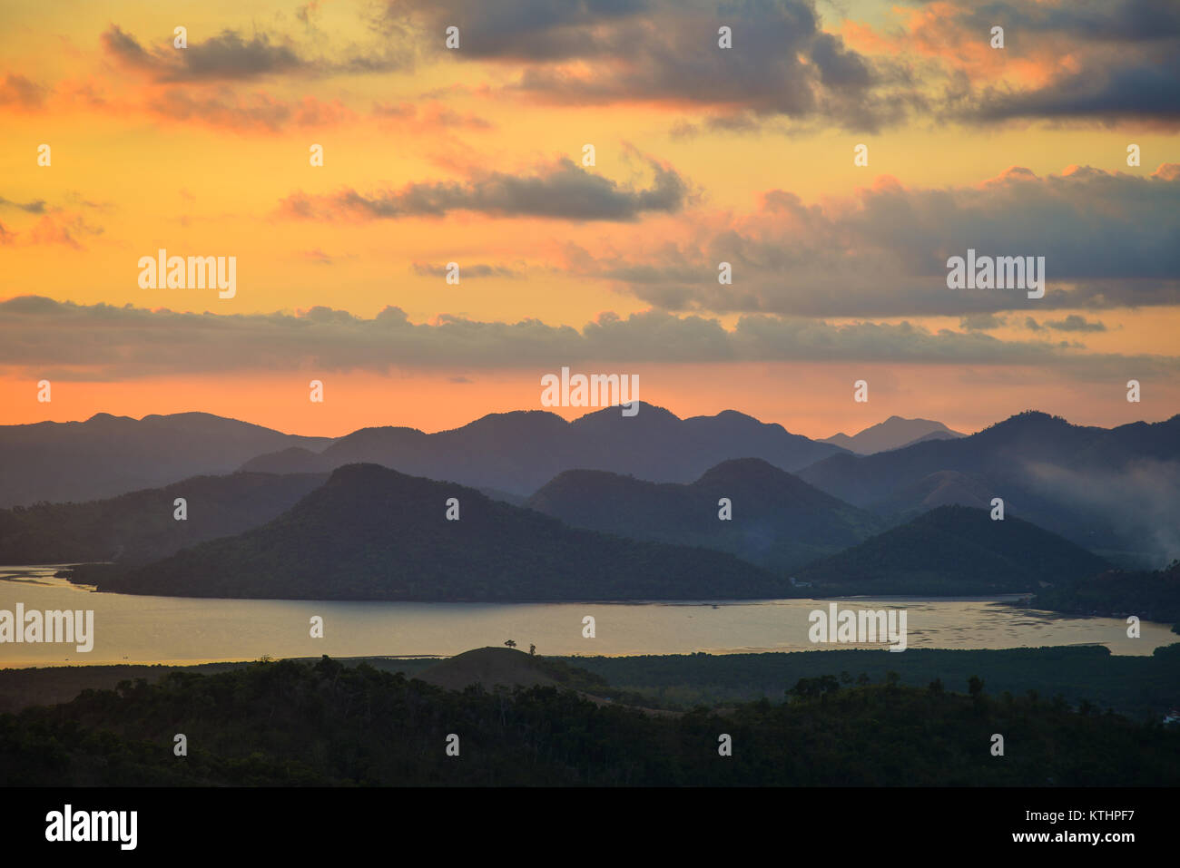 Sunset on sea in Coron Island, the Philippines. Coron is the third ...