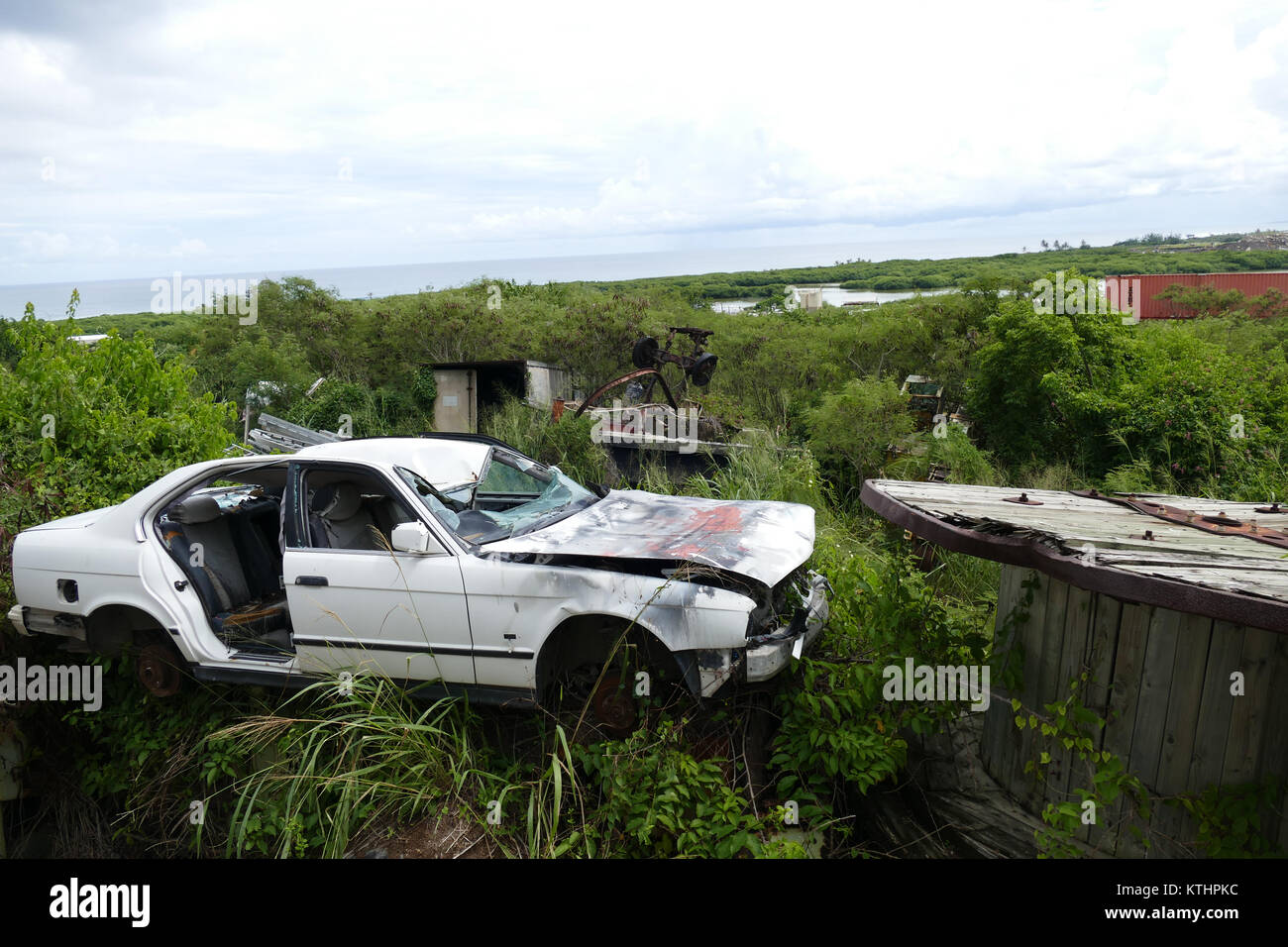 abandoned cars in the country. Various cars left to rot in a field. St ...