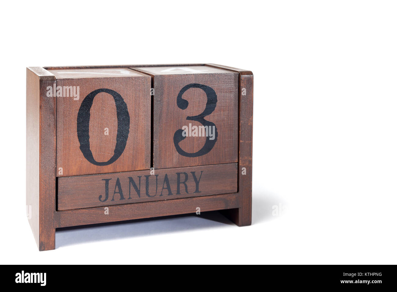 Wooden Perpetual Calendar set to January 3rd Stock Photo - Alamy