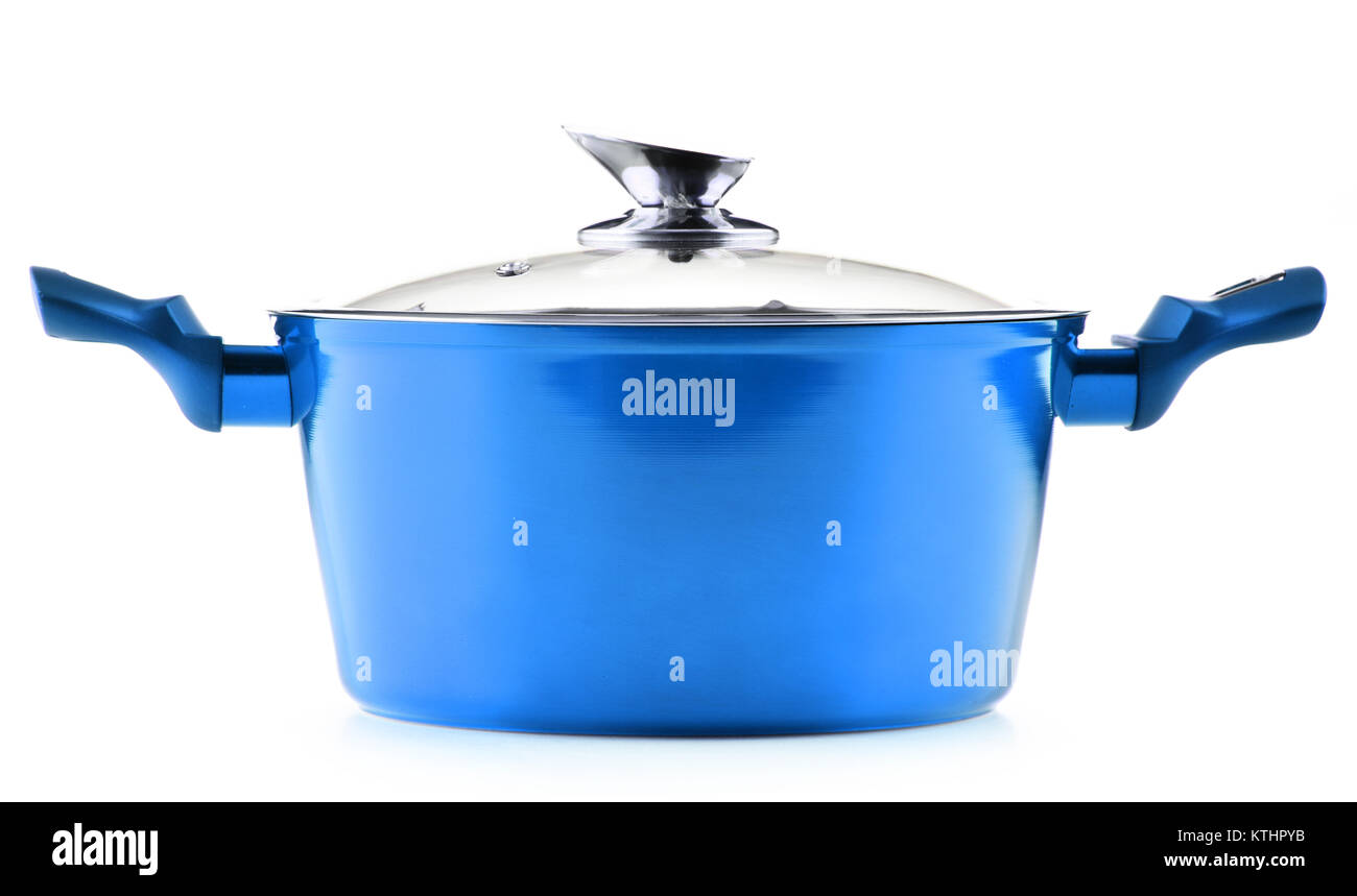 Steel pot isolated on white background Stock Photo - Alamy