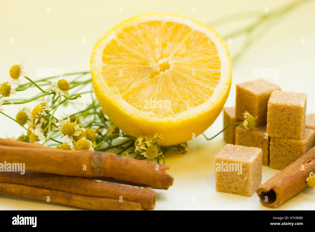 Natural ingridients for spa procedures- medical camomile, cinnamon ...