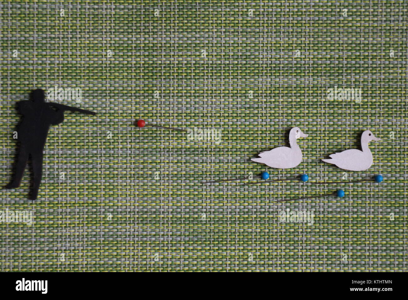 hunter shoot bullet white ducks flat lay, copy space, minimal concept ...