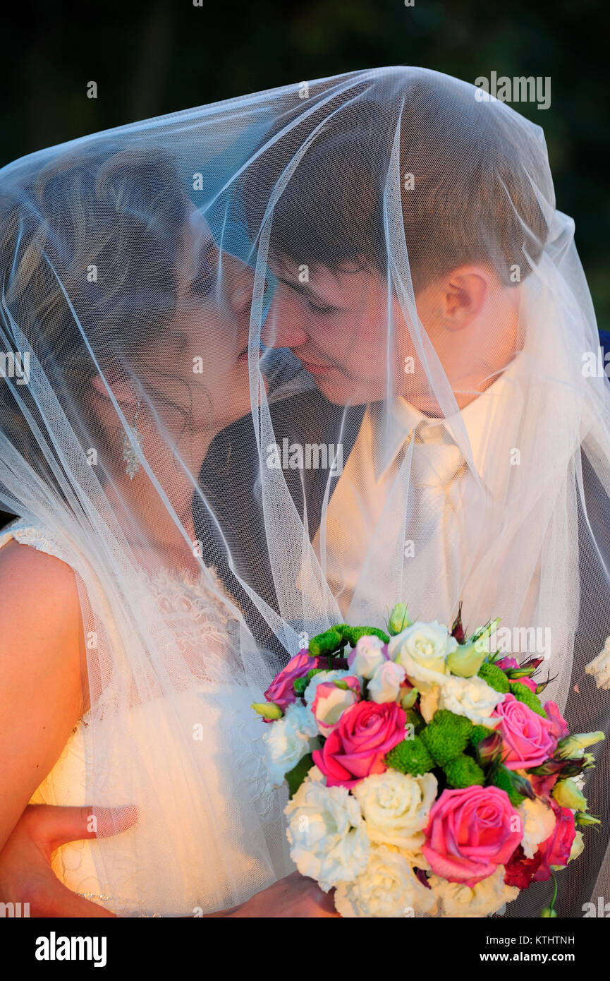 young couple, wedding, love, marriage, Couple on wedding day, two ...