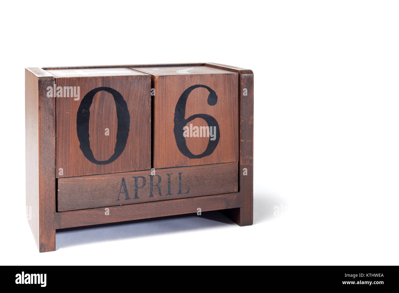 Wooden Perpetual Calendar set to April 6th Stock Photo - Alamy