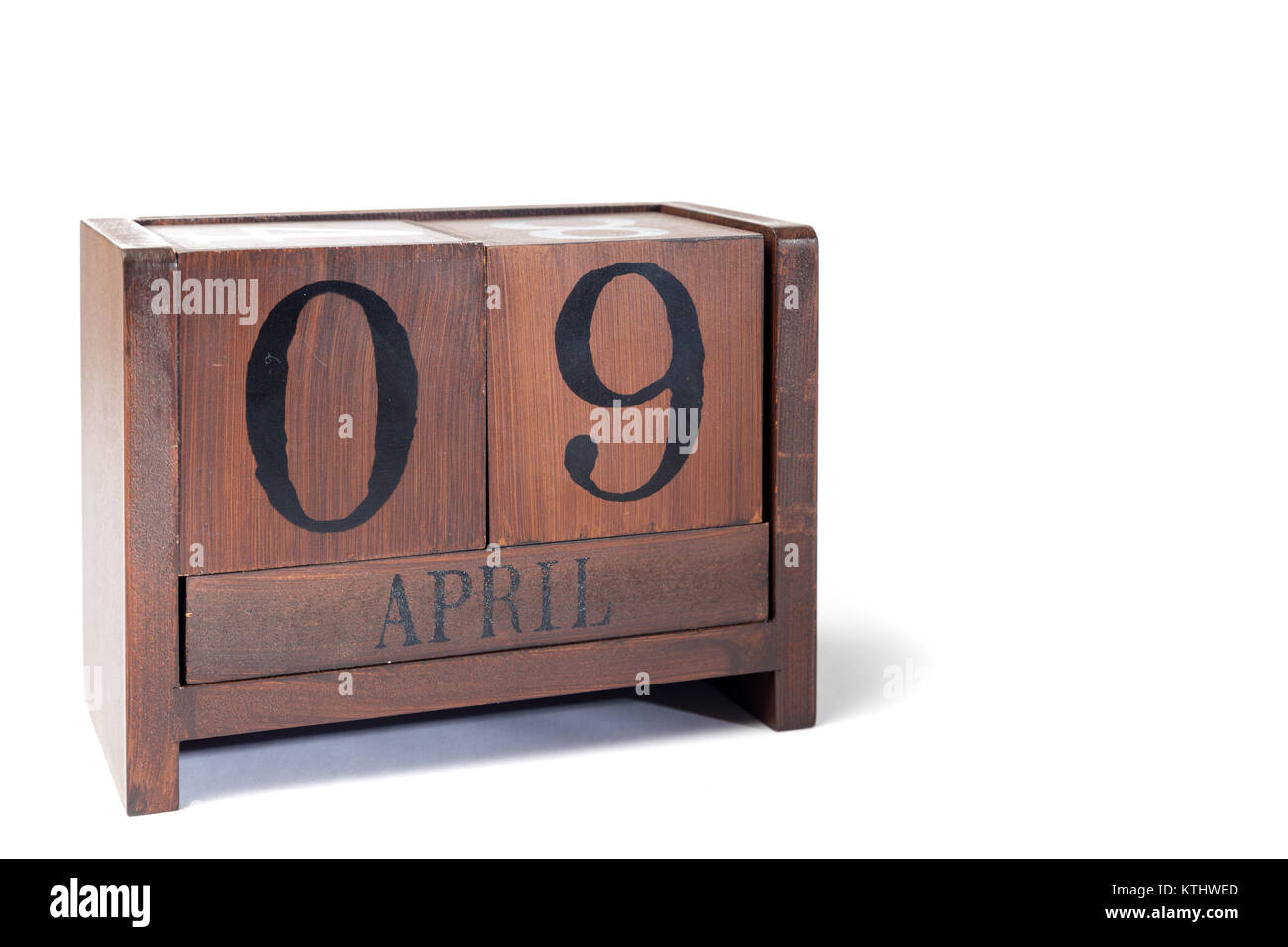 Wooden Perpetual Calendar set to April 9th Stock Photo - Alamy