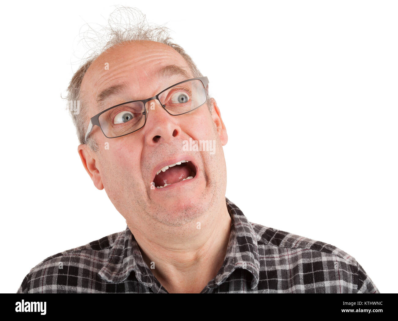 Man is spooked about someting Stock Photo - Alamy