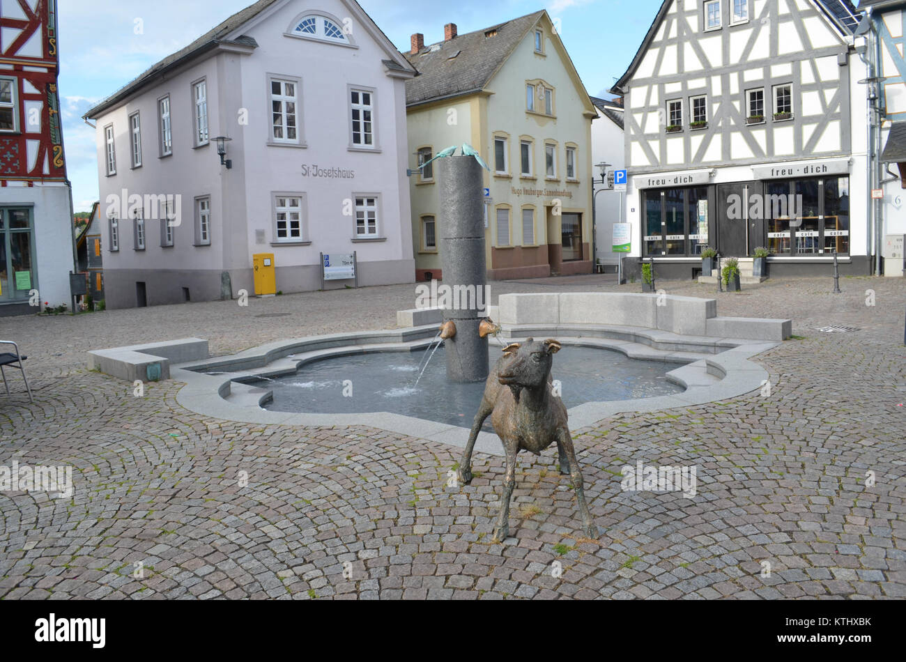 The Marktplatz in Bad Camberg, featuring a fountain, is a central ...