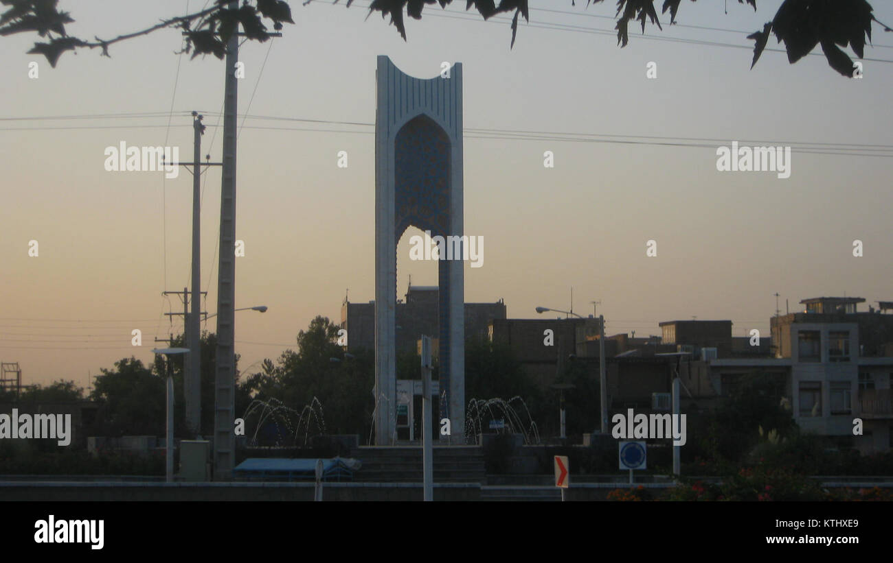 Azadi Square in Nishapur, Iran, captured during the morning hours. This ...