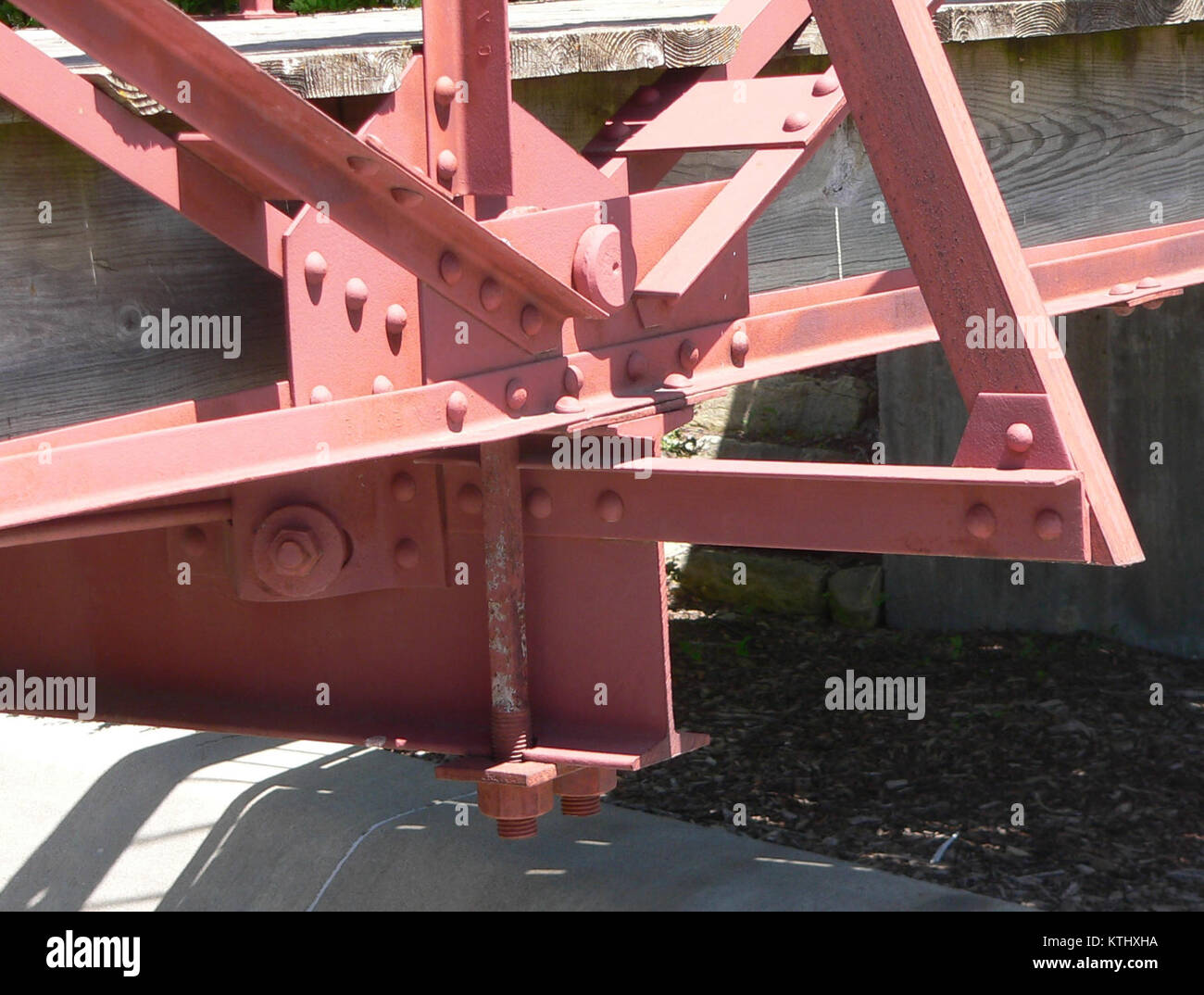 Structural detail of the Beatrice Water Park footbridge, focusing on ...