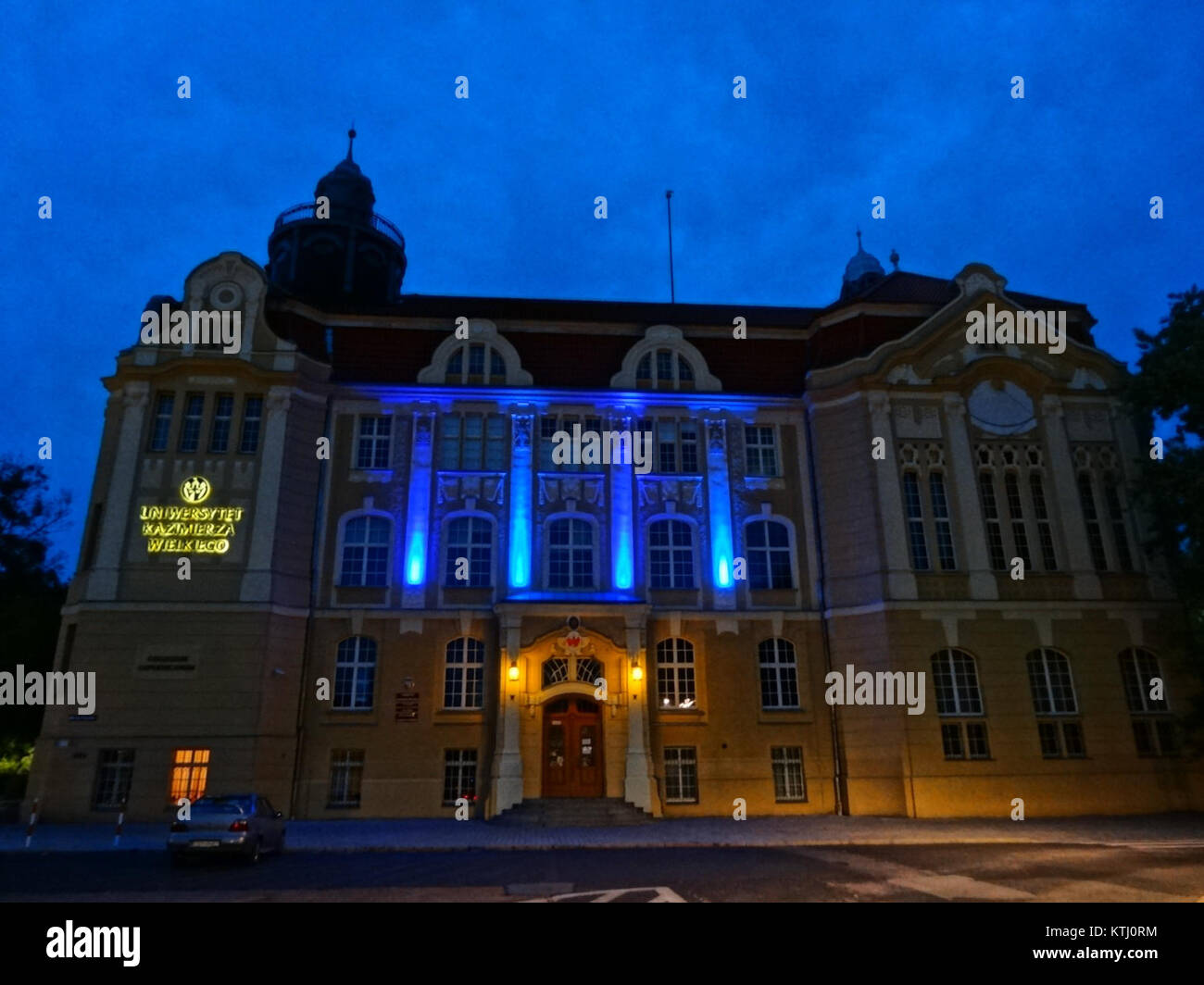 The Copernicanum building in Poland, featured in a nighttime photograph ...