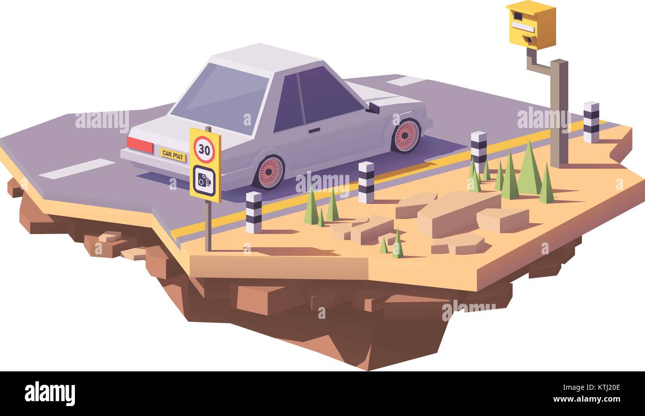 Vector low poly speed camera and a car Stock Vector Image & Art - Alamy