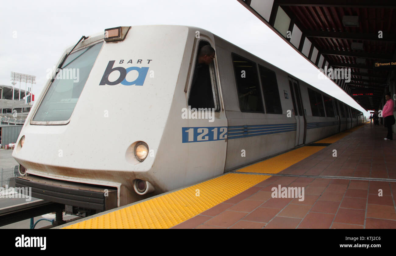 The Bart A car at Oakland Coliseum Station is a part of the Bay Area ...