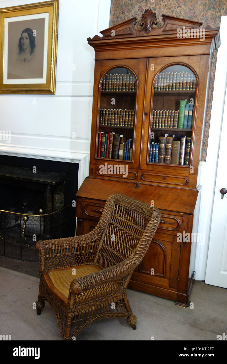 The bedroom bookcase and chair at Longfellow National Historic Site ...