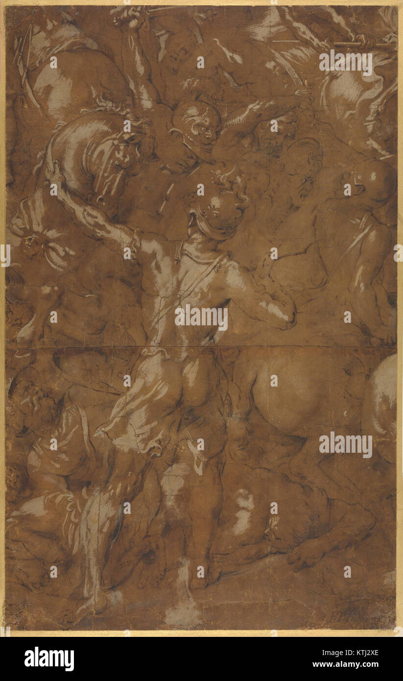 A historical battle scene depicted in an artwork, showing soldiers in ...