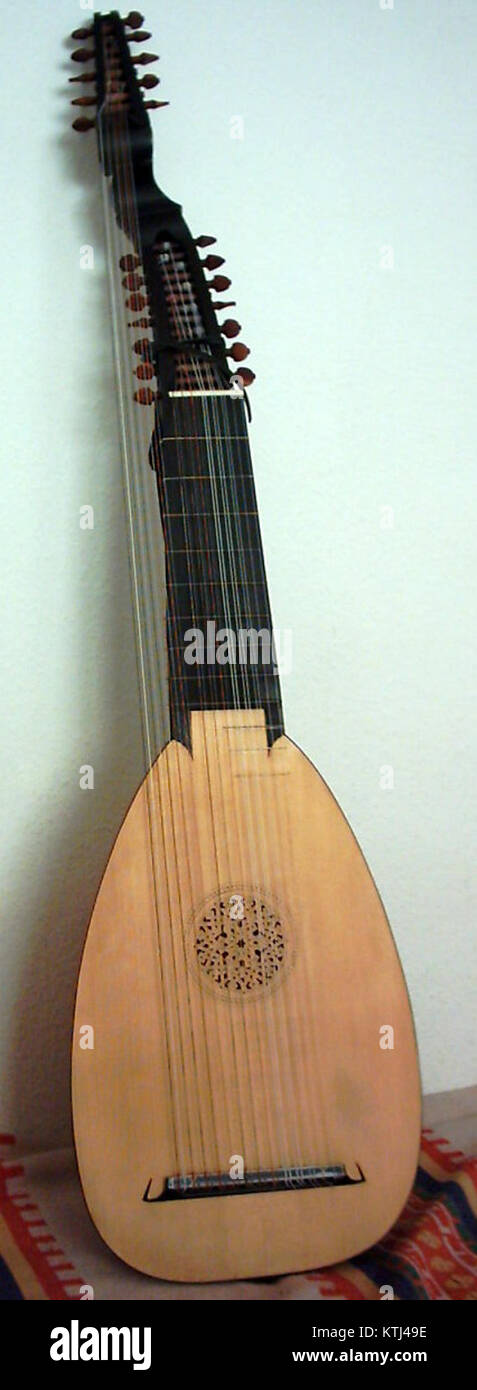 This entry features the Baroque theorbo, a stringed instrument popular ...