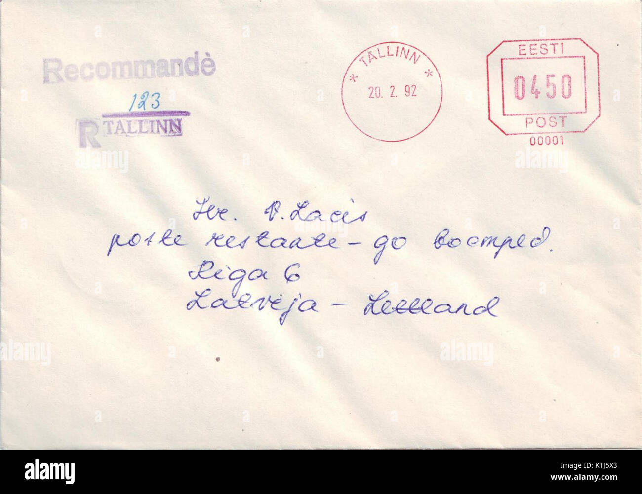 The franking machine used at the post office in Tallinn, Estonia in ...