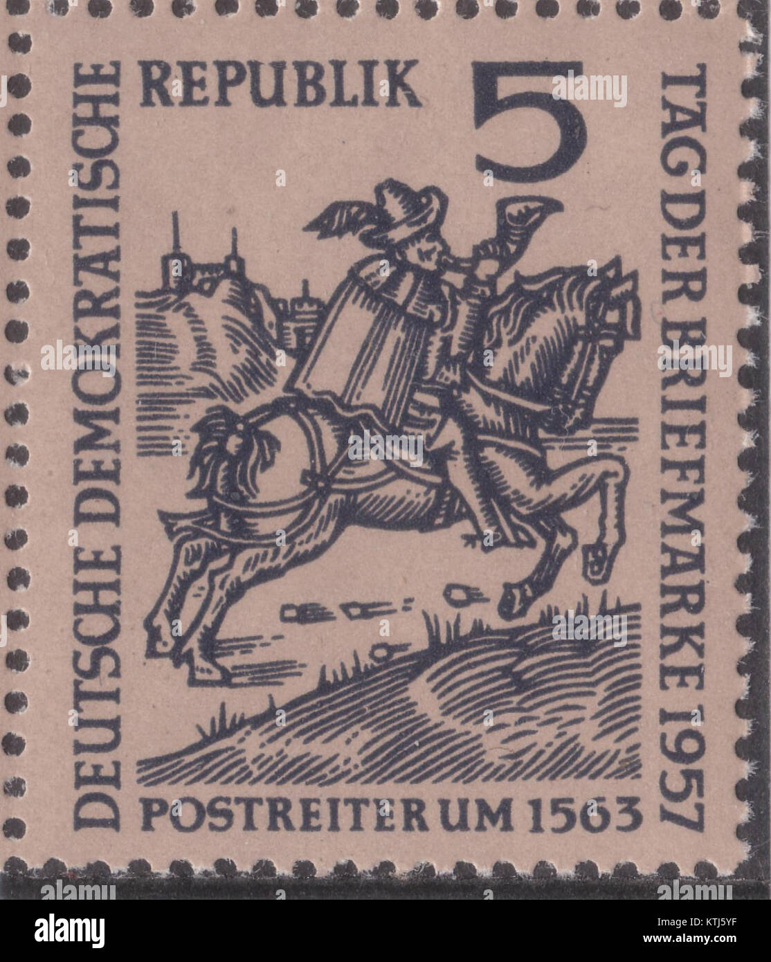 A 1957 East German (GDR) stamp issued to commemorate 'Tag der Marke' or ...