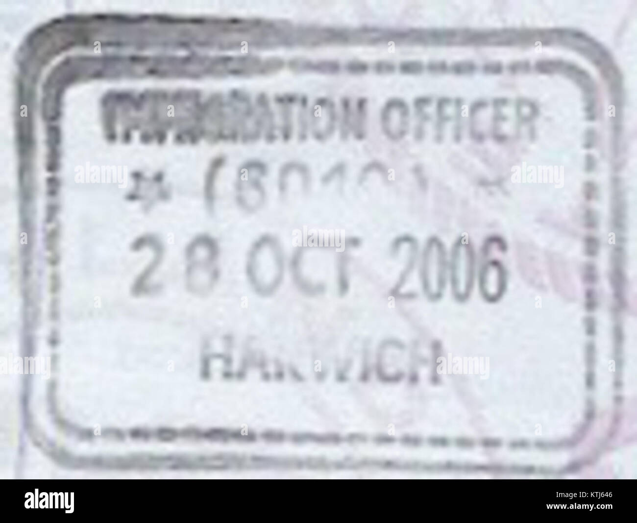A passport stamp from Harwich International Port, located in Essex ...
