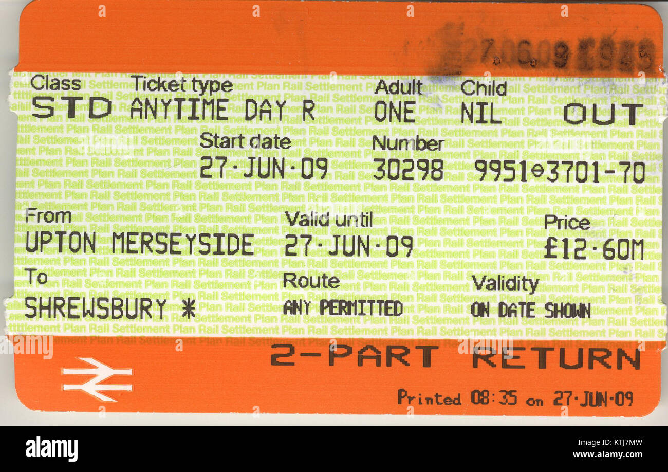 Benkid77 Upton Shrewsbury Rail Ticket Stock Photo - Alamy