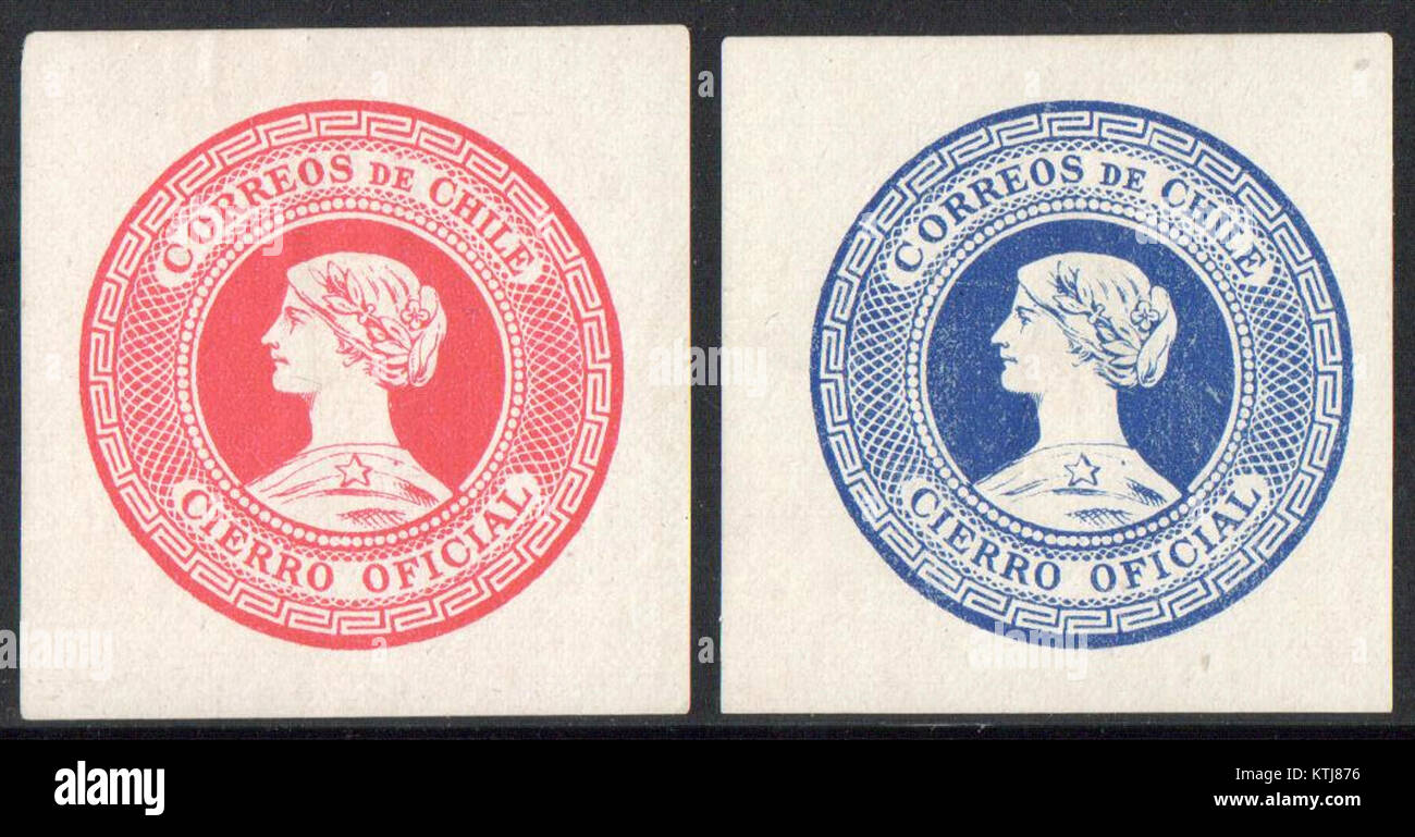 The Chilean post office seals are historic postal items, representing ...