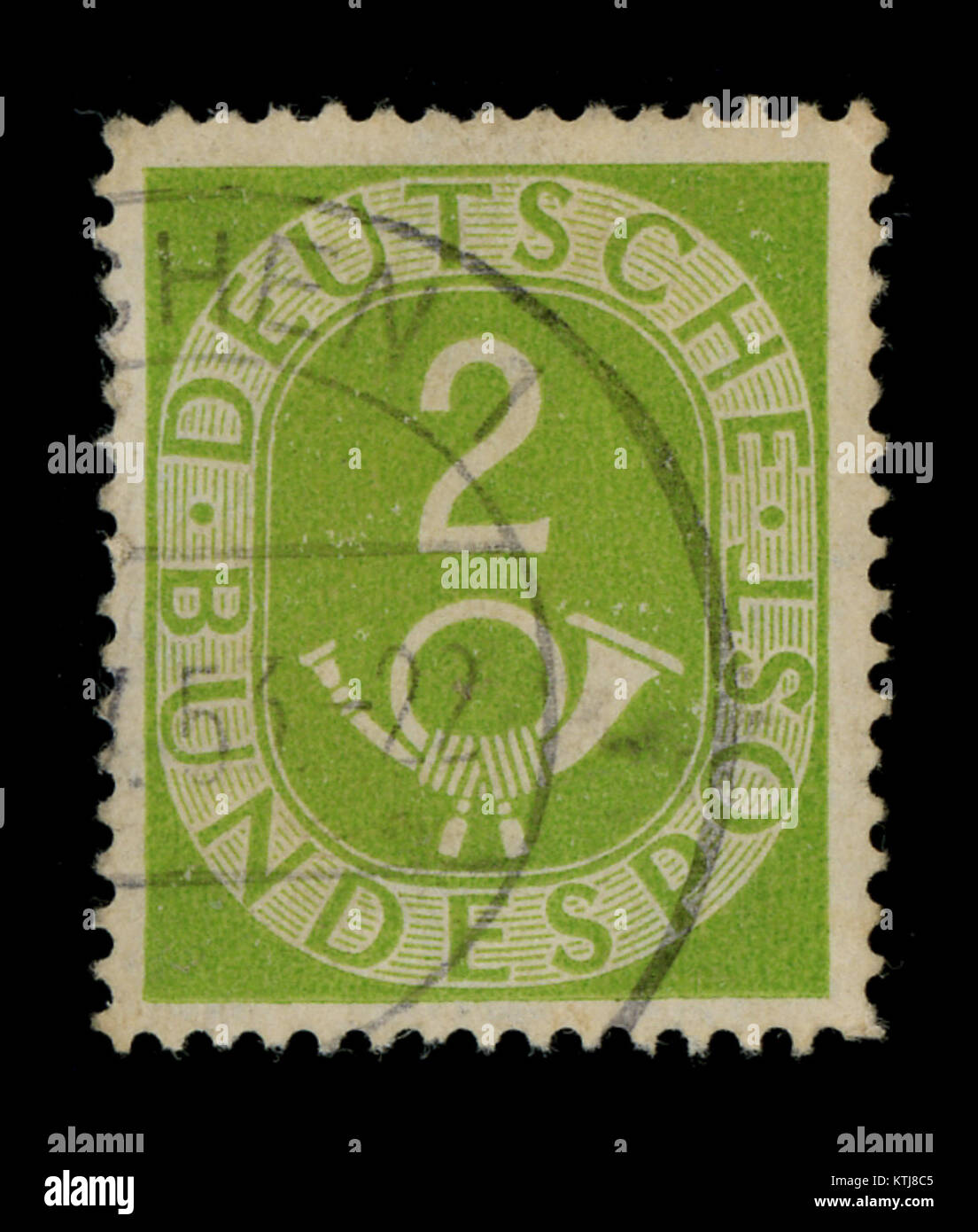 The Deutsche Bundespost Posthorn 02 Pfennig stamp is a historical ...