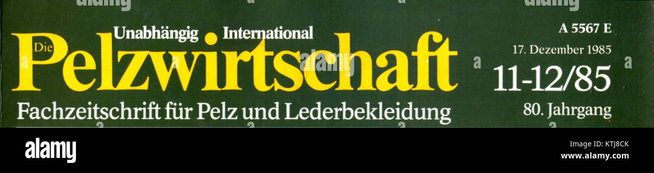 The front page of the November 1985 edition of the German fur trade ...